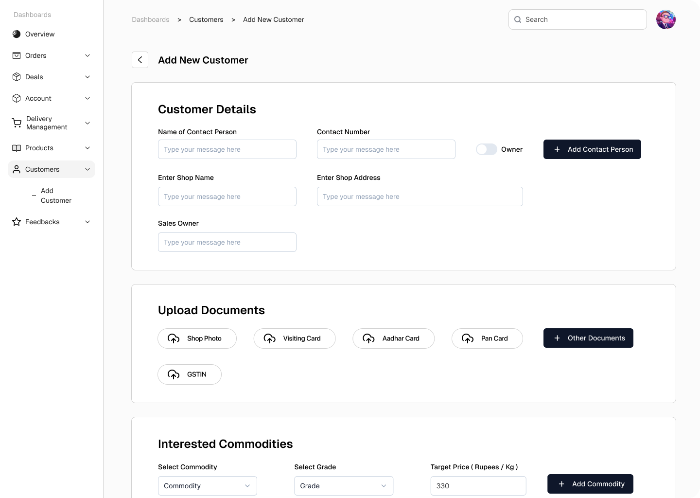 Commodity Trading Dashboard by Amit Rajput on Dribbble
