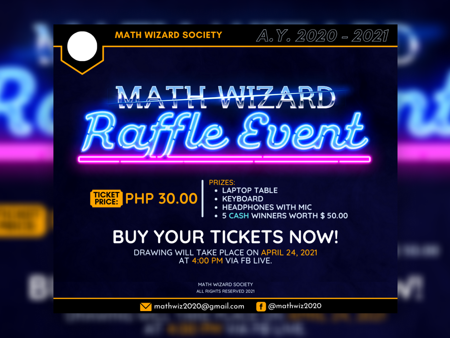 Neon Lights Themed Raffle Event Poster by Aubrey Amores Tidoso on Dribbble