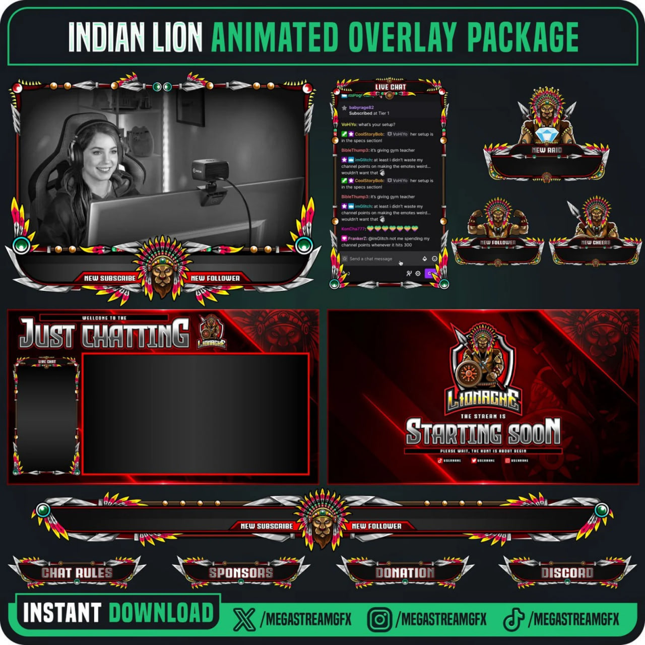 Indian Lion stream Overlay Pack by MegastreamGfx on Dribbble