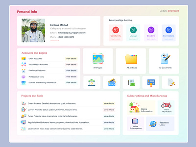 Personal Data Dashboard by Ferdous Mikdad on Dribbble