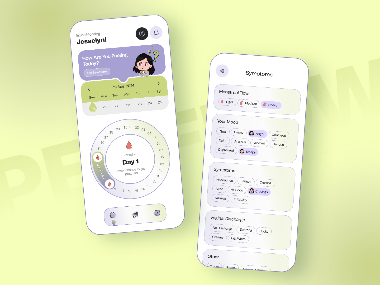 Period Tracker Mobile App Design by aPurple on Dribbble