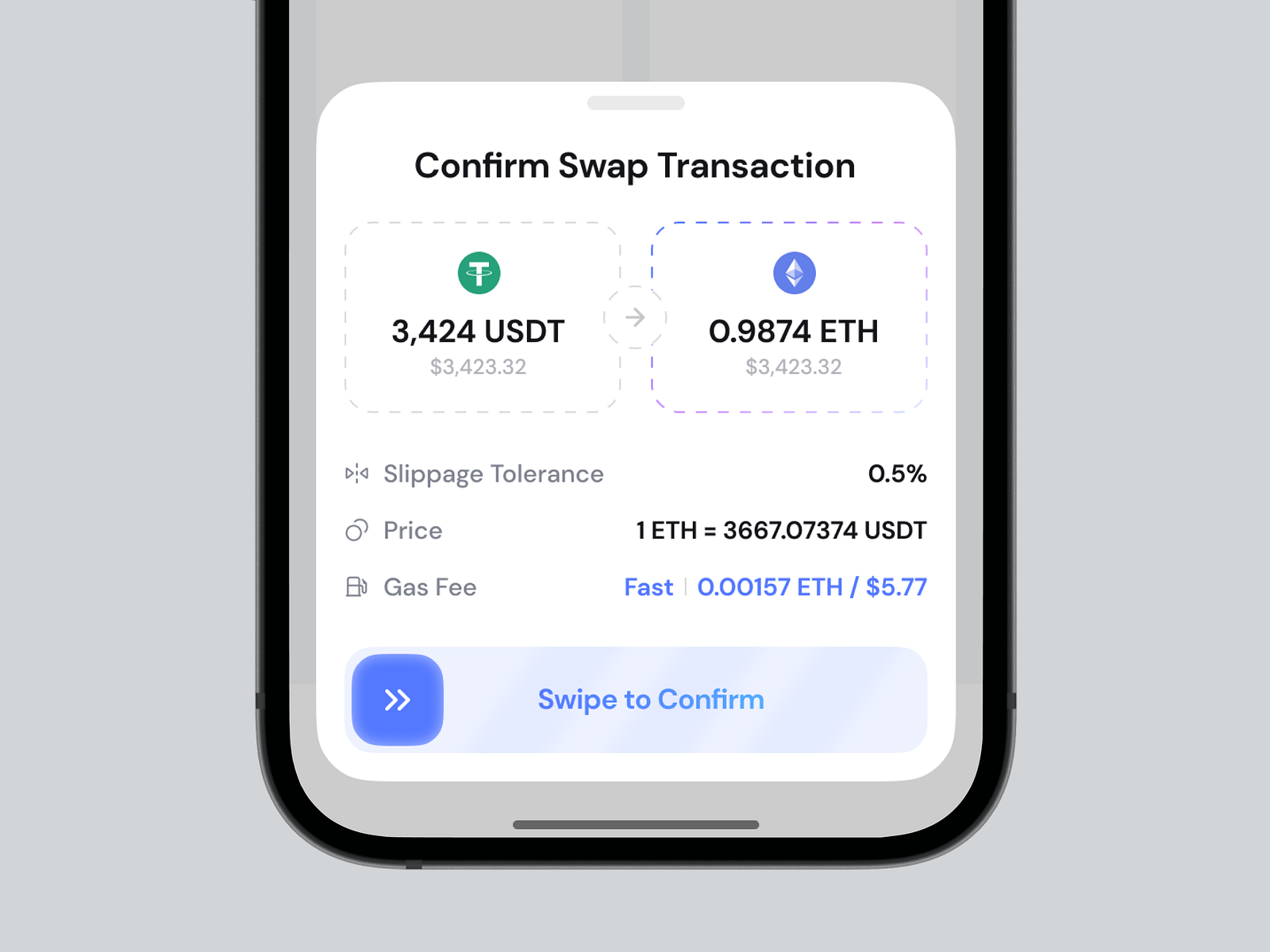 Confirm Swap Transaction / Web3 app by Sollas Design on Dribbble