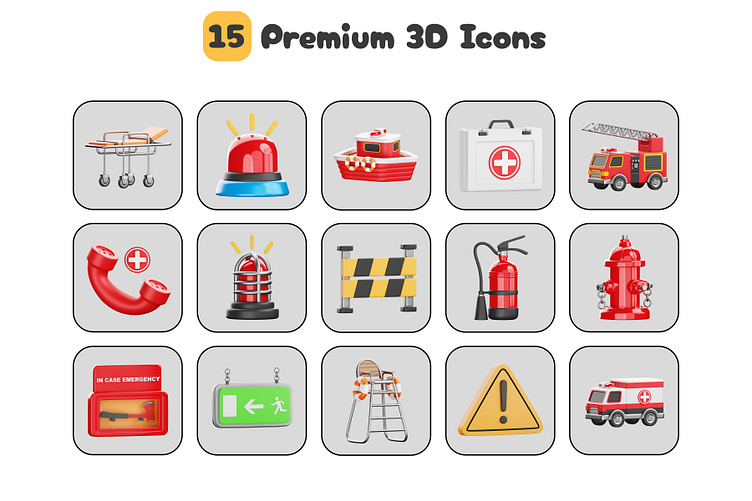 Emergency & Rescue 3D Icons by Kentung 3D on Dribbble