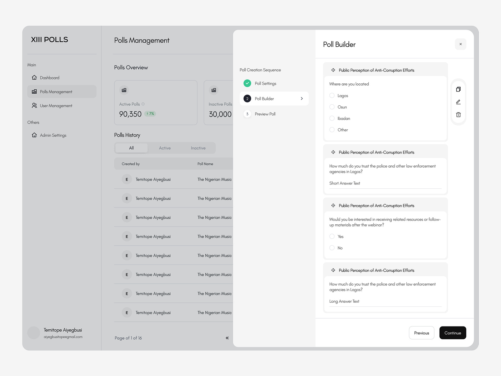 Poll Builder by TemiTope Aiyegbusi on Dribbble