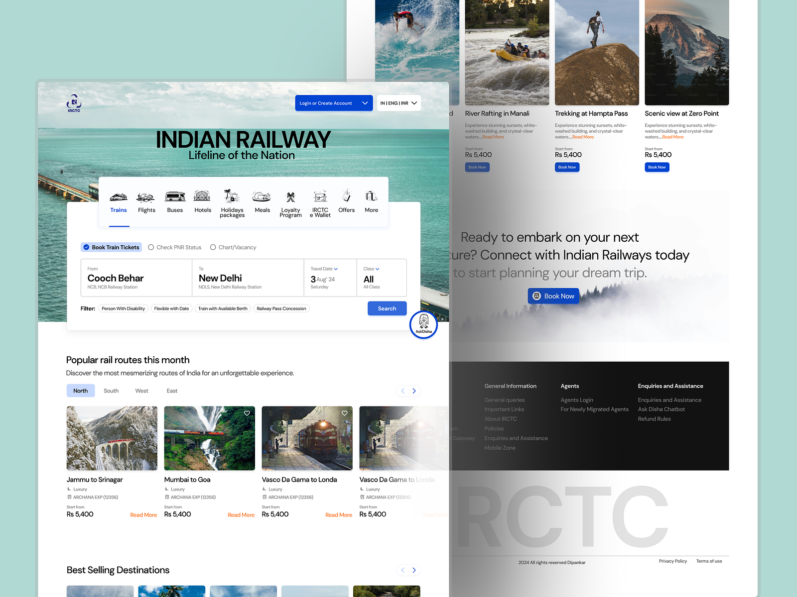 IRCTC Landing Page by Dipankar Datta on Dribbble