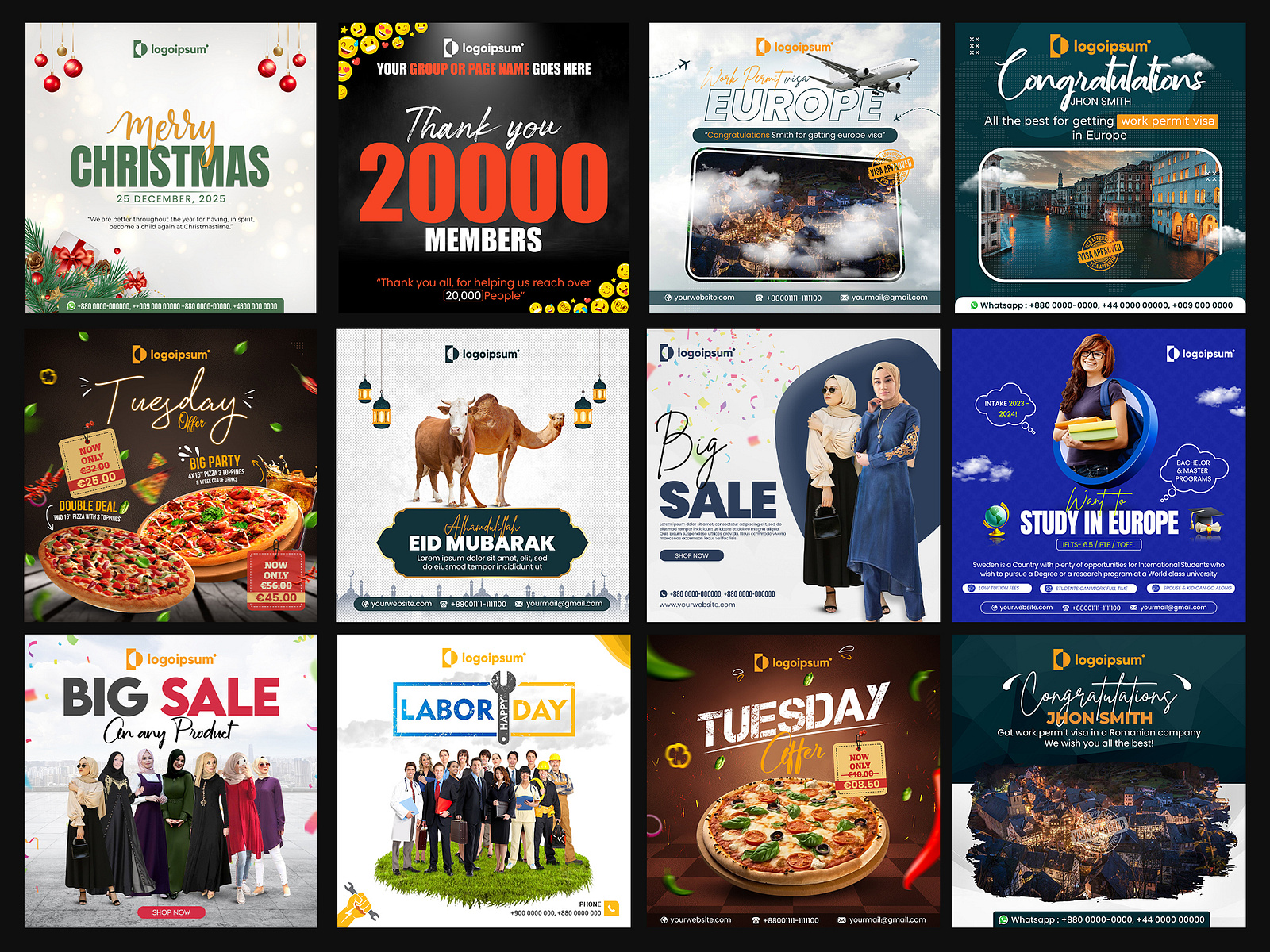 Free Download! Random Social media post templates by Kaji Akash on Dribbble