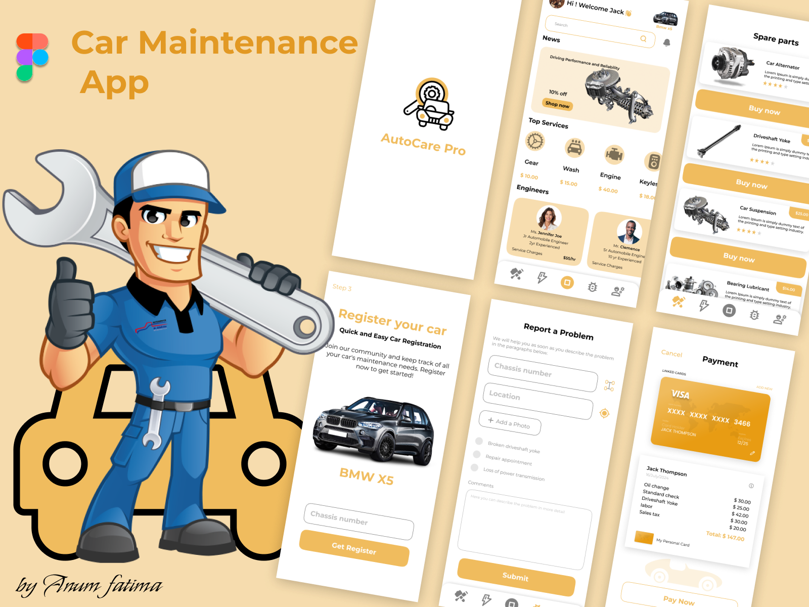 AutoCare Pro (Car Maintenance App) by Anum A.Nafees on Dribbble