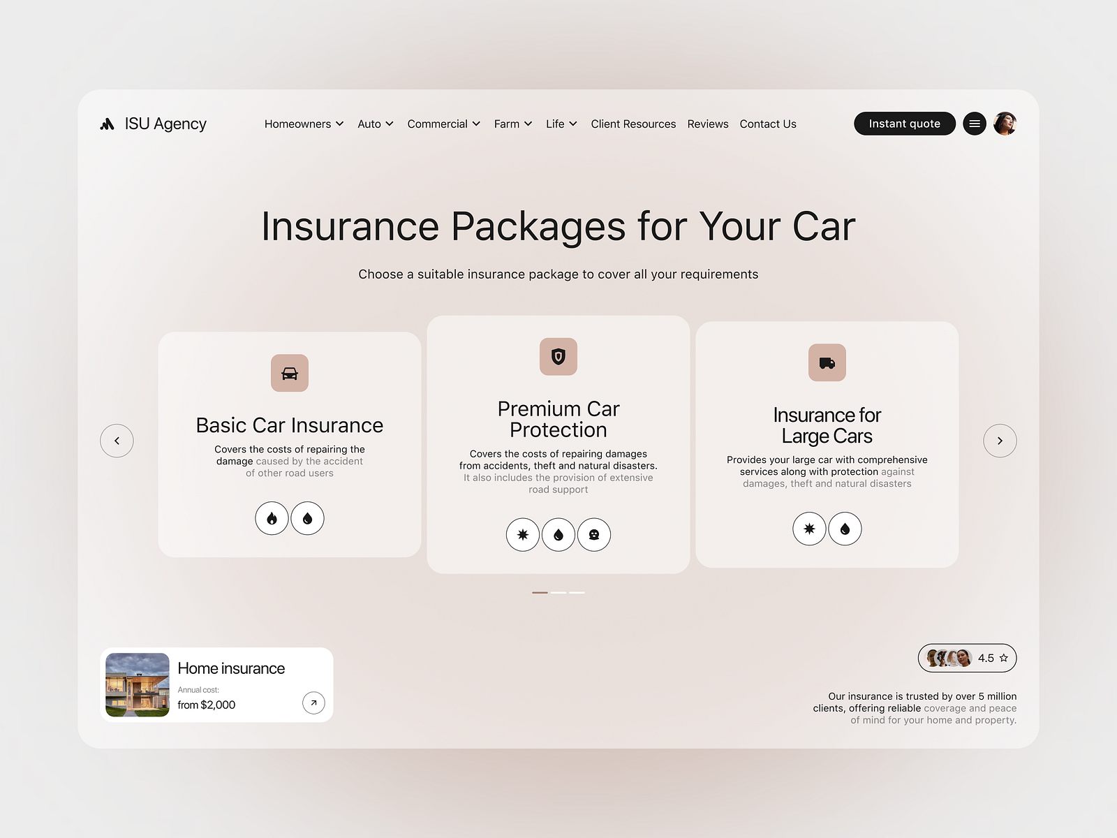 Insurance Packages Page by Linur for Eloqwnt on Dribbble