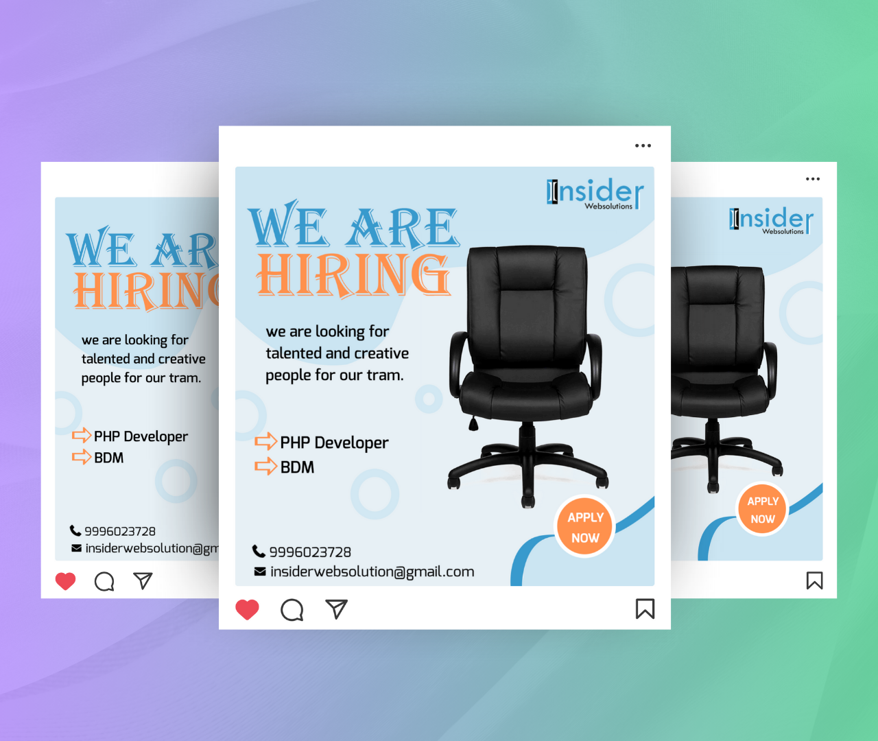 We Are Hiring Social Media Post Design by Paramjit Kaur on Dribbble