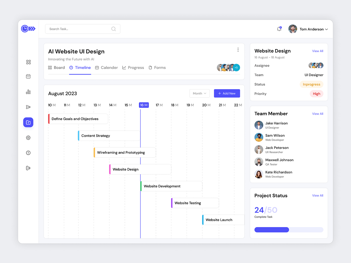 Project Timeline Dashboard by Dhrumin Sabalpara on Dribbble