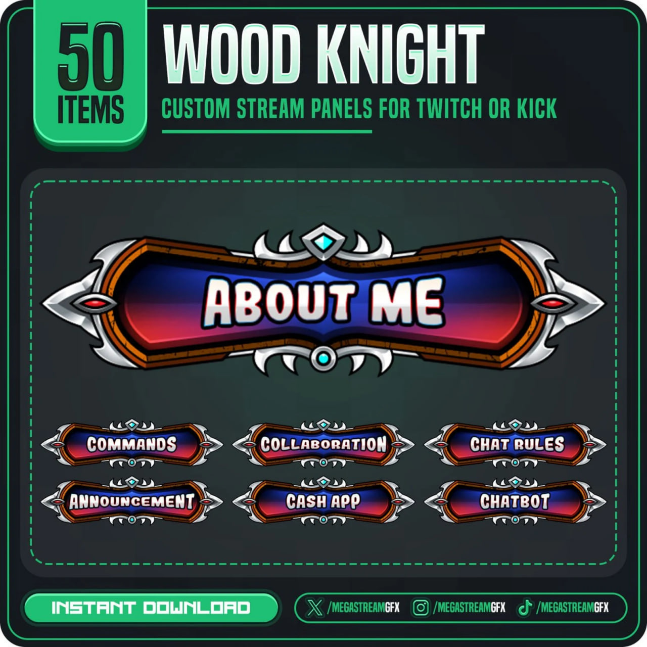 Wood Knight Twitch Panels by MegastreamGfx on Dribbble