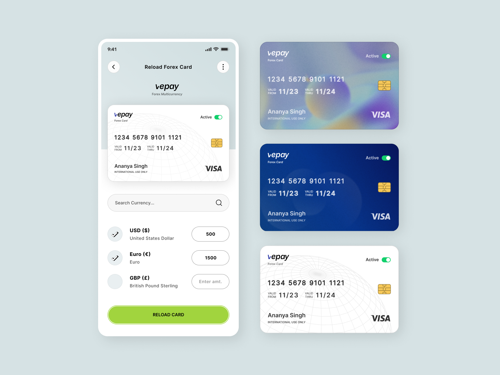 Vepay | Fintech | Credit / Debit / Forex Card App UI Design by Raj ...