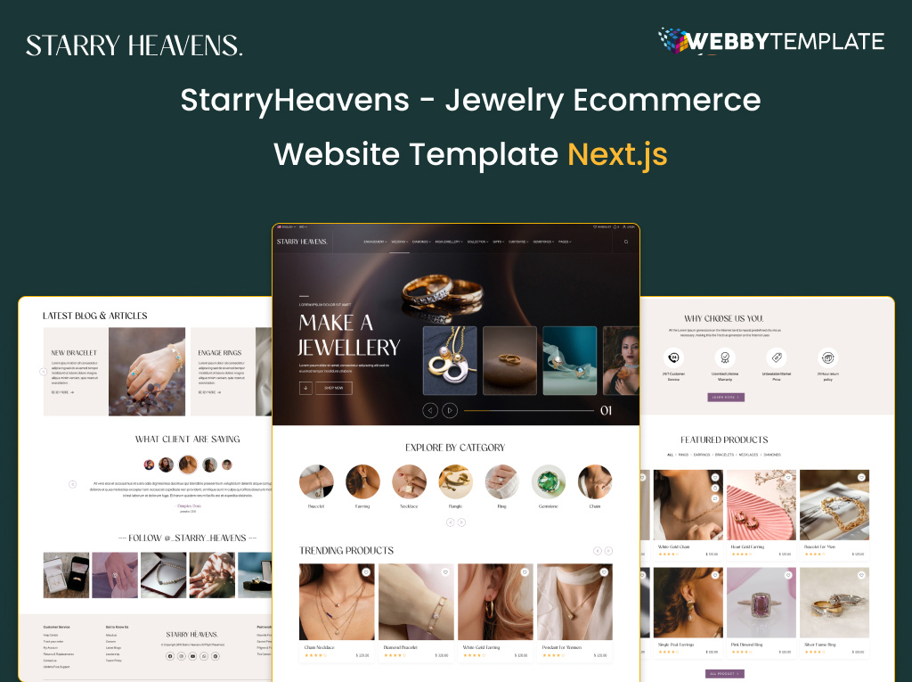 Jewelry Ecommerce Website Template by WebbyTemplate on Dribbble