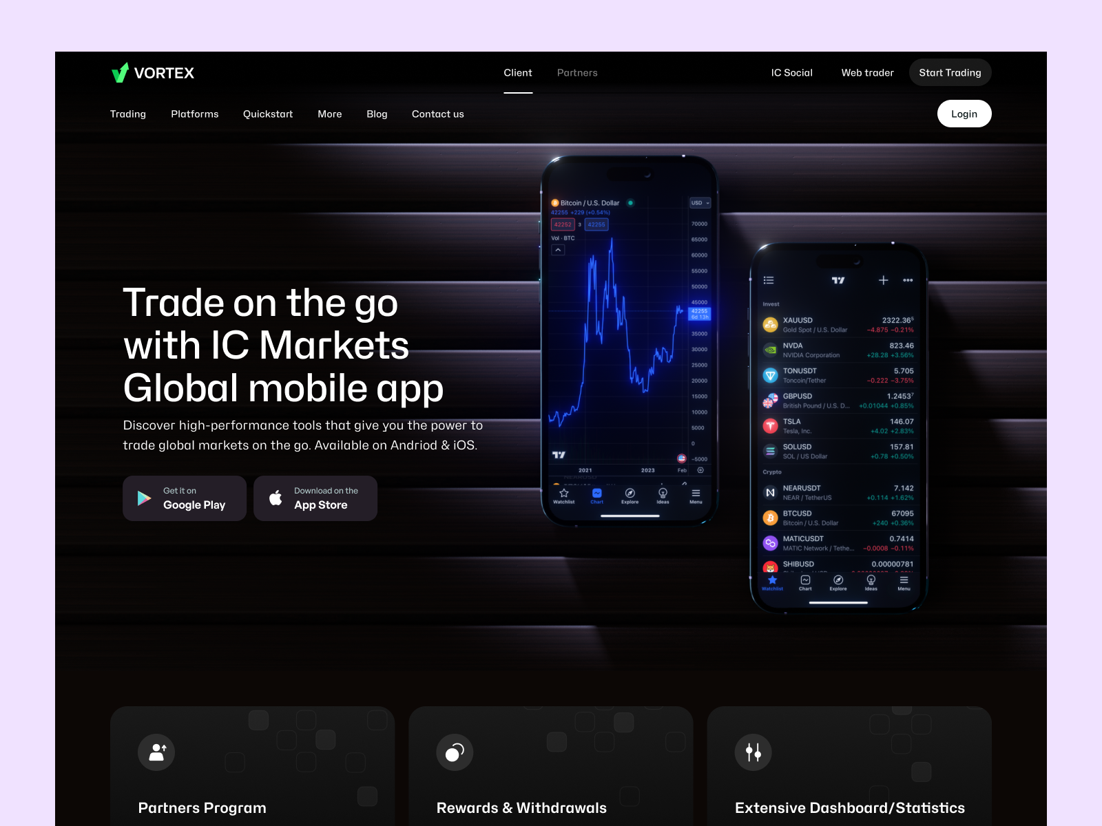 Vortex Website animation web design & mobile app design by ALEX BENDER for FANCY on Dribbble