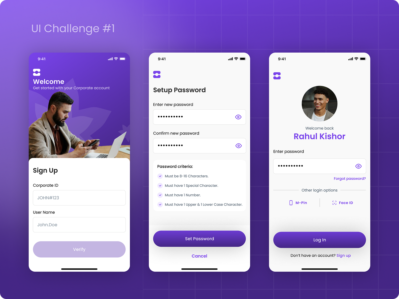 Corporate Banking - Sign up by divya sajit on Dribbble