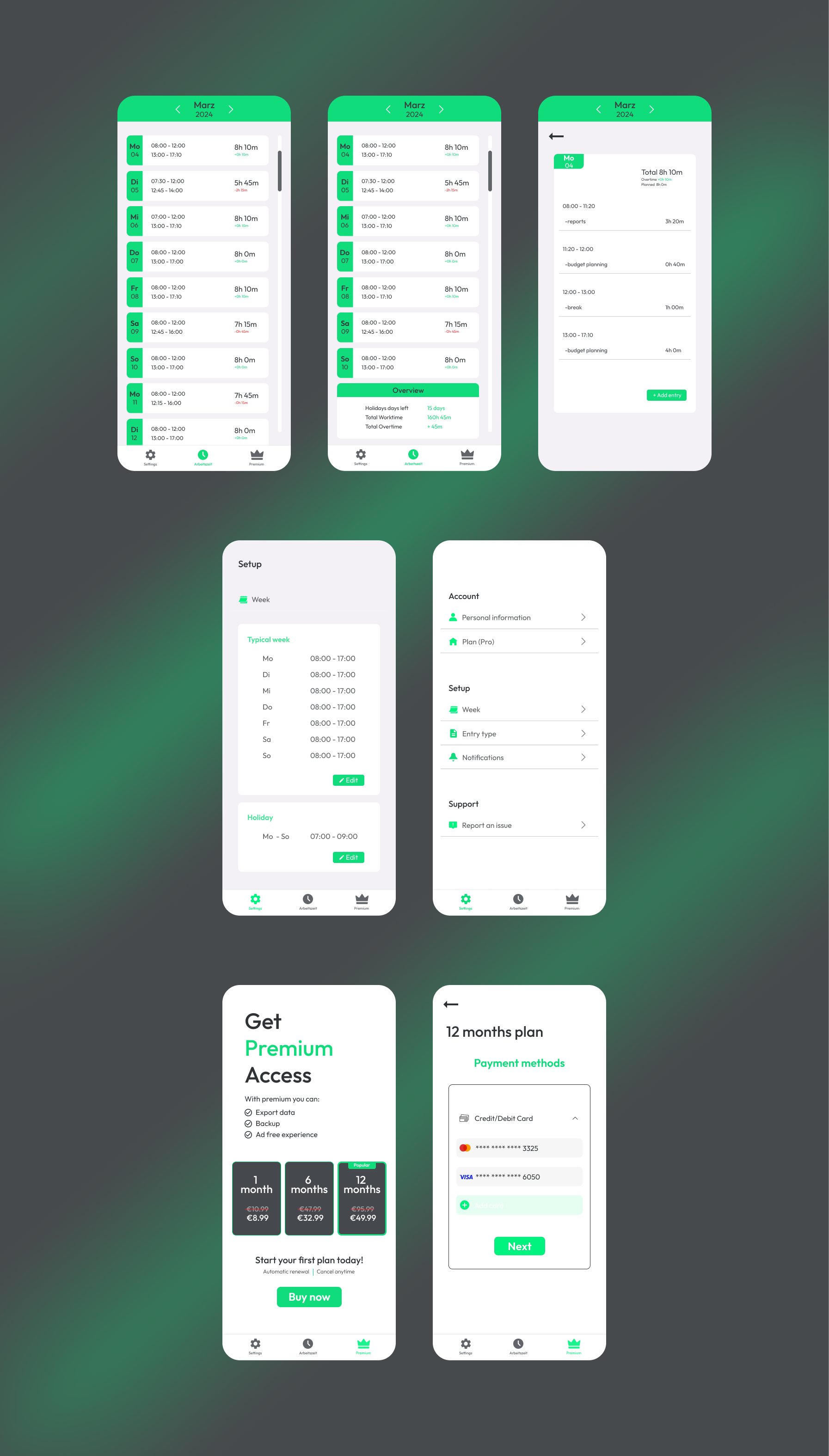 Track work hours - mobile UI design by Adriana Ch on Dribbble