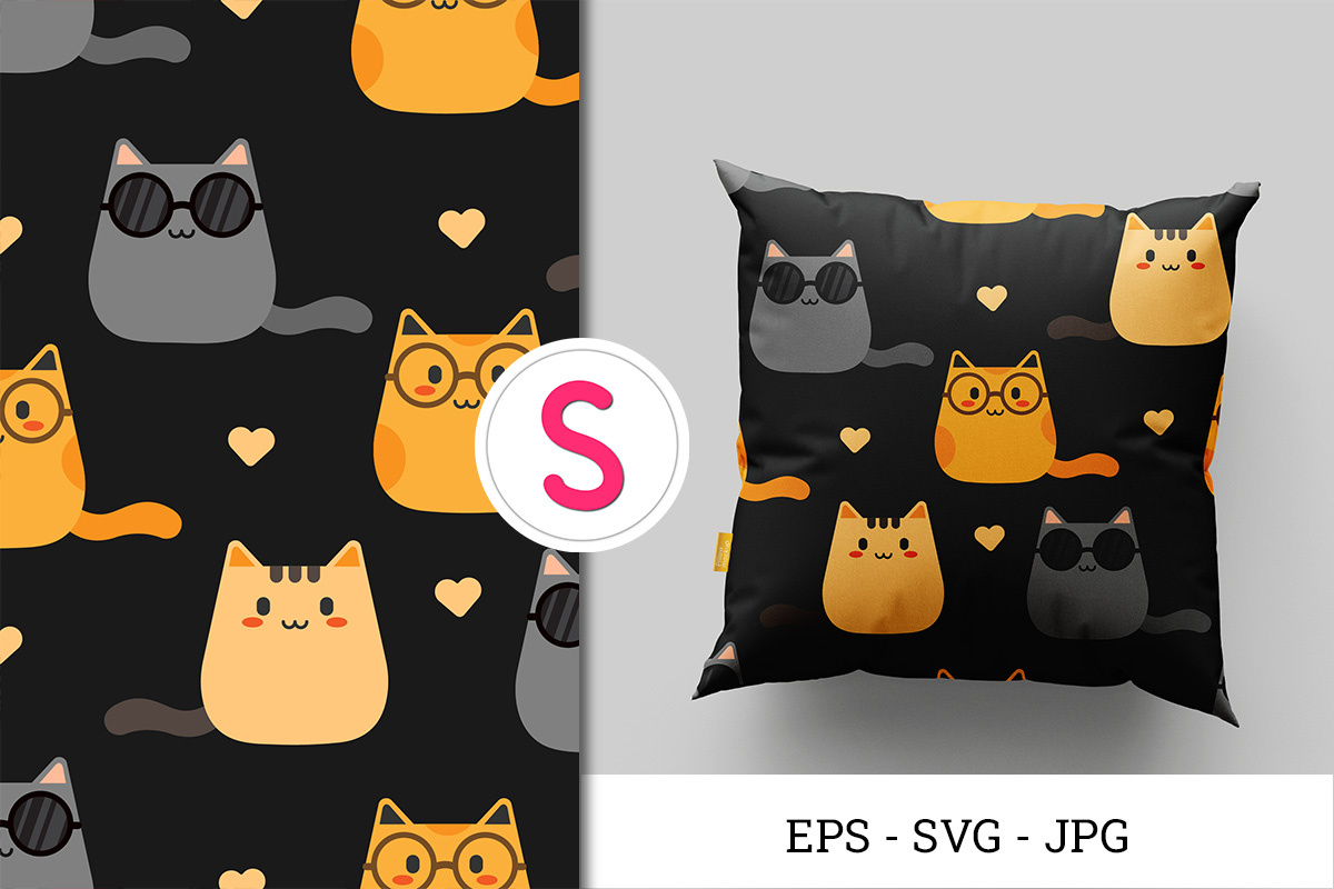 Cute Cartoon Cat Pattern By Syamhnsb On Dribbble