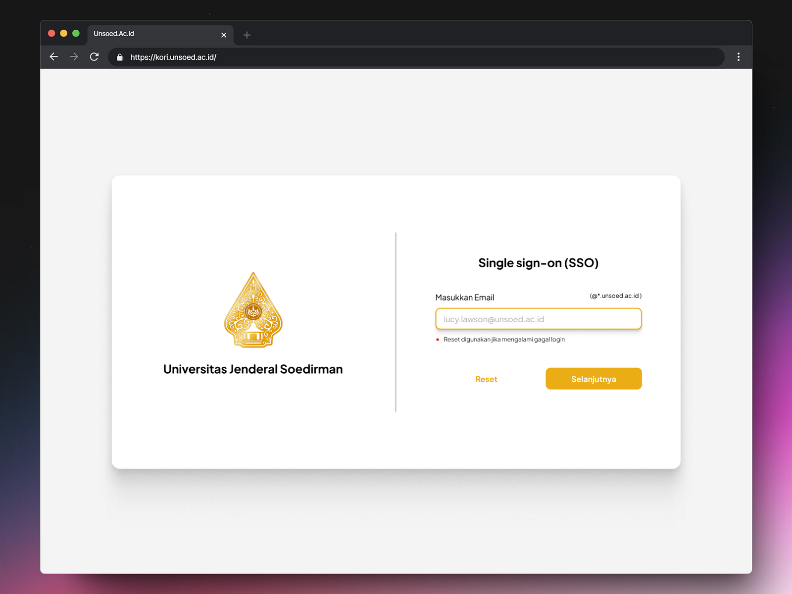 Website SSO Login Page Unsoed - Redesign by Wildan Nouval Rizki on Dribbble