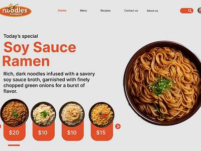 Noodles web page design UI UX by Hussnain on Dribbble