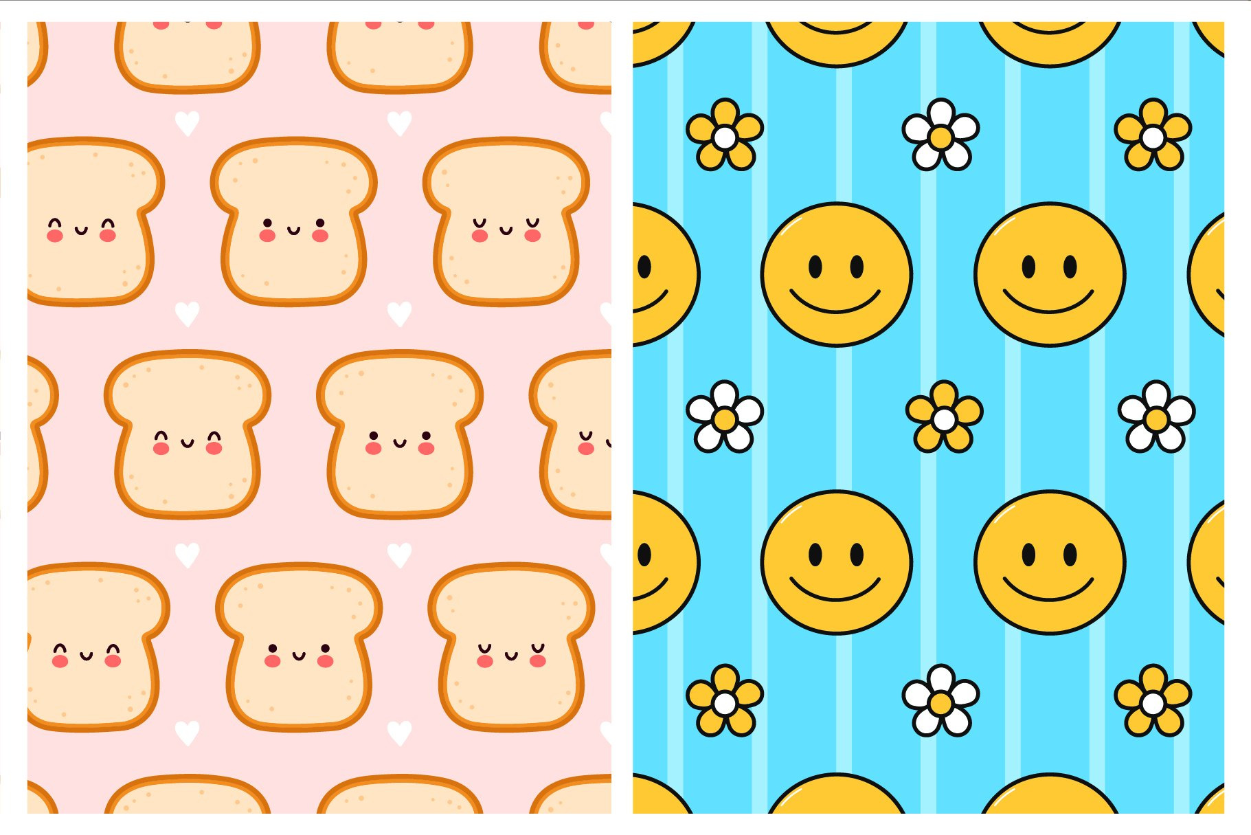 Cute kawaii pattern bundle by Slavko Kahovsky on Dribbble