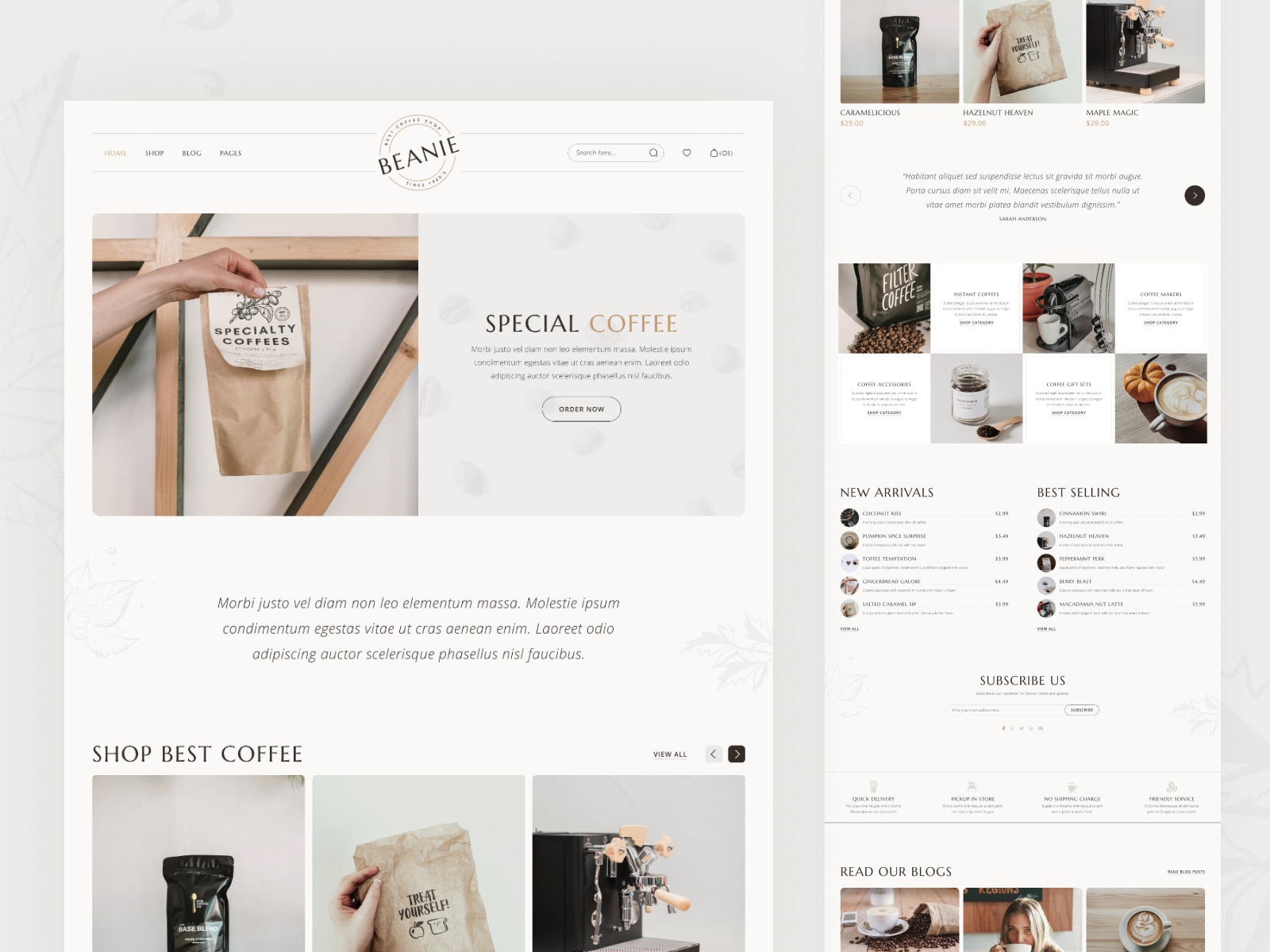 Beanie – Coffee Shop E-commerce Free Figma Web Design Template by ...