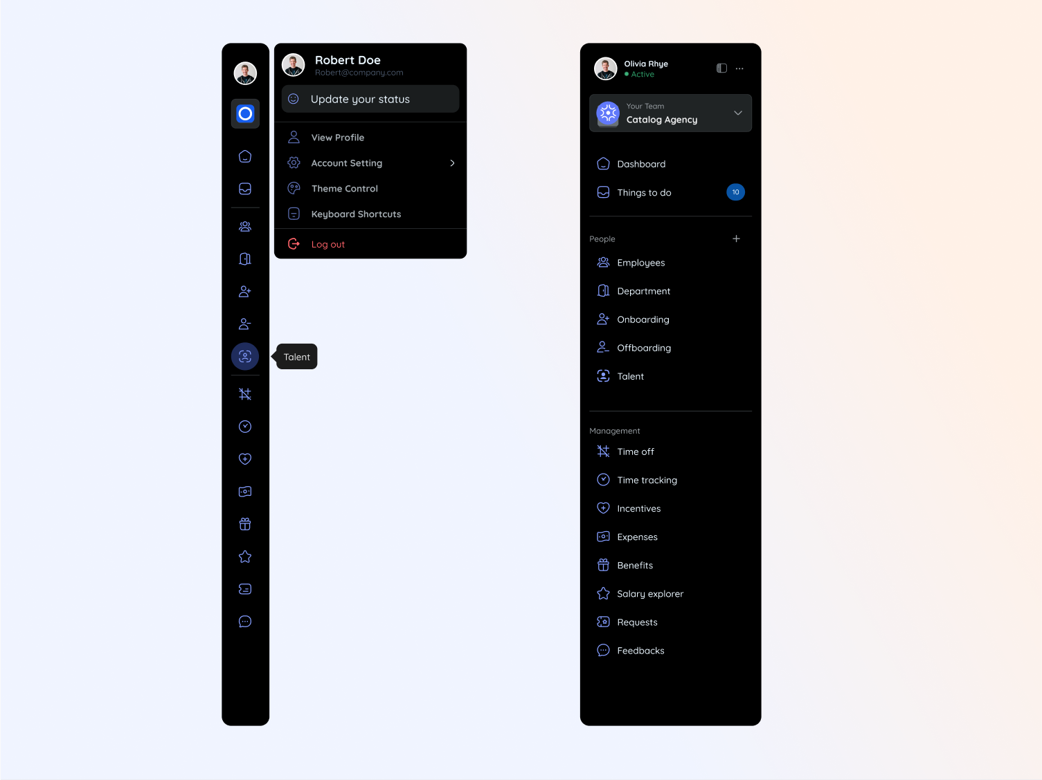 Side Navbar Components of an HR Platform - TalentHub by Mystic lab on ...