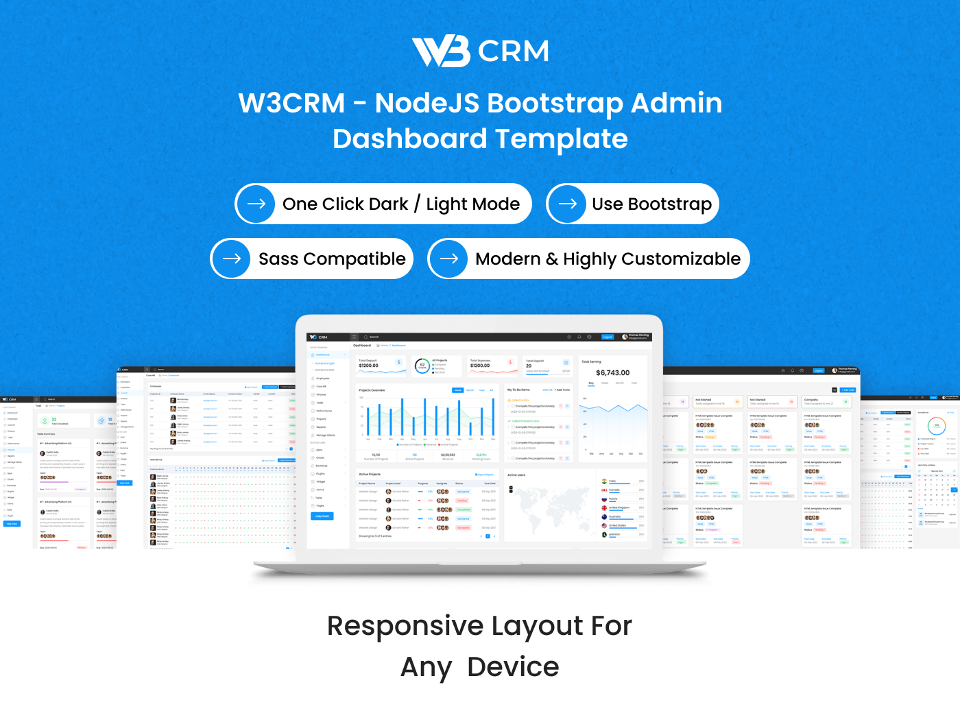 W3CRM - Node JS Bootstrap Admin Dashboard Template by Rahul Dev Sharma on Dribbble