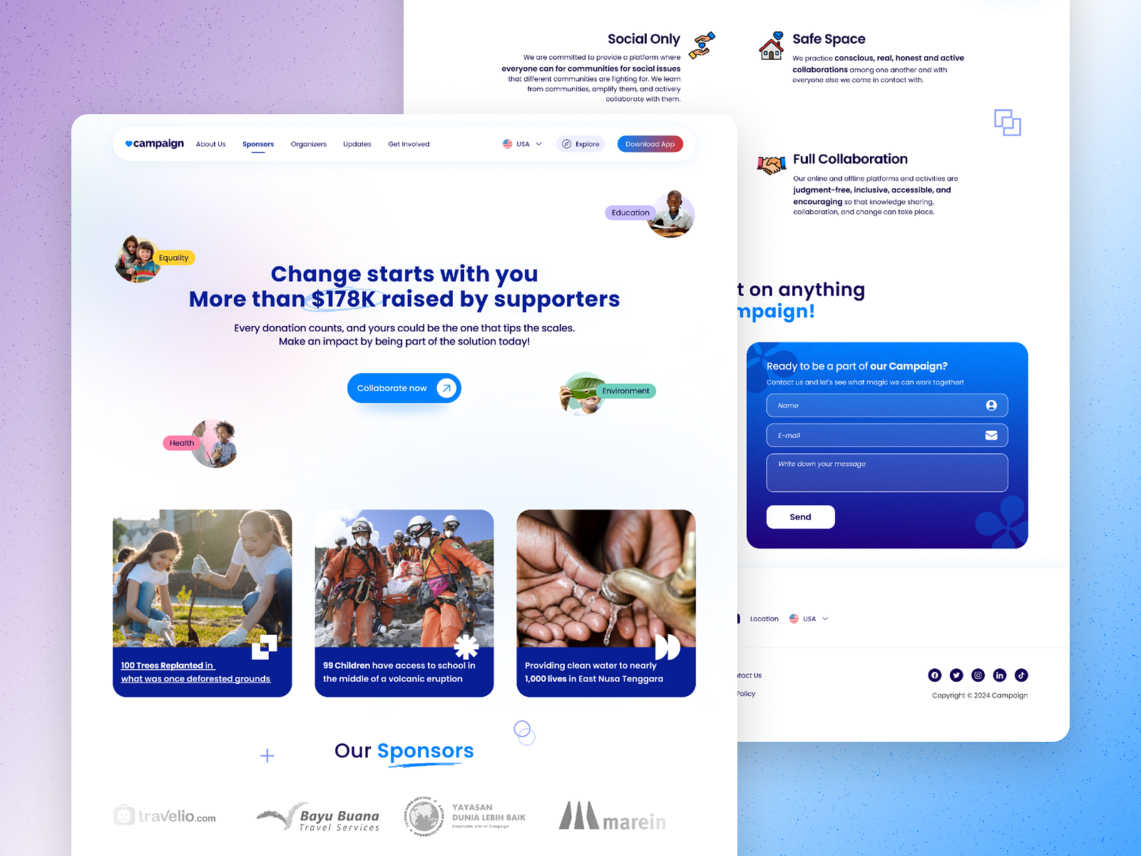 Campaign's Sponsor Page — Landing Page by Amelia Kartika Wijaya on Dribbble