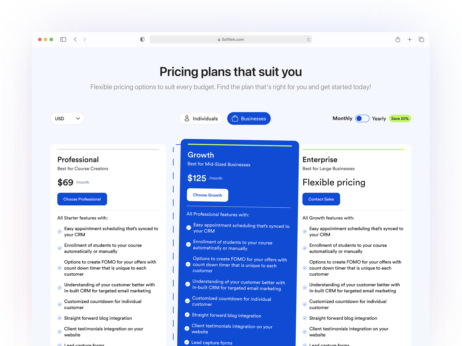 High-Converting Pricing Plan Page Design by ElifTech on Dribbble