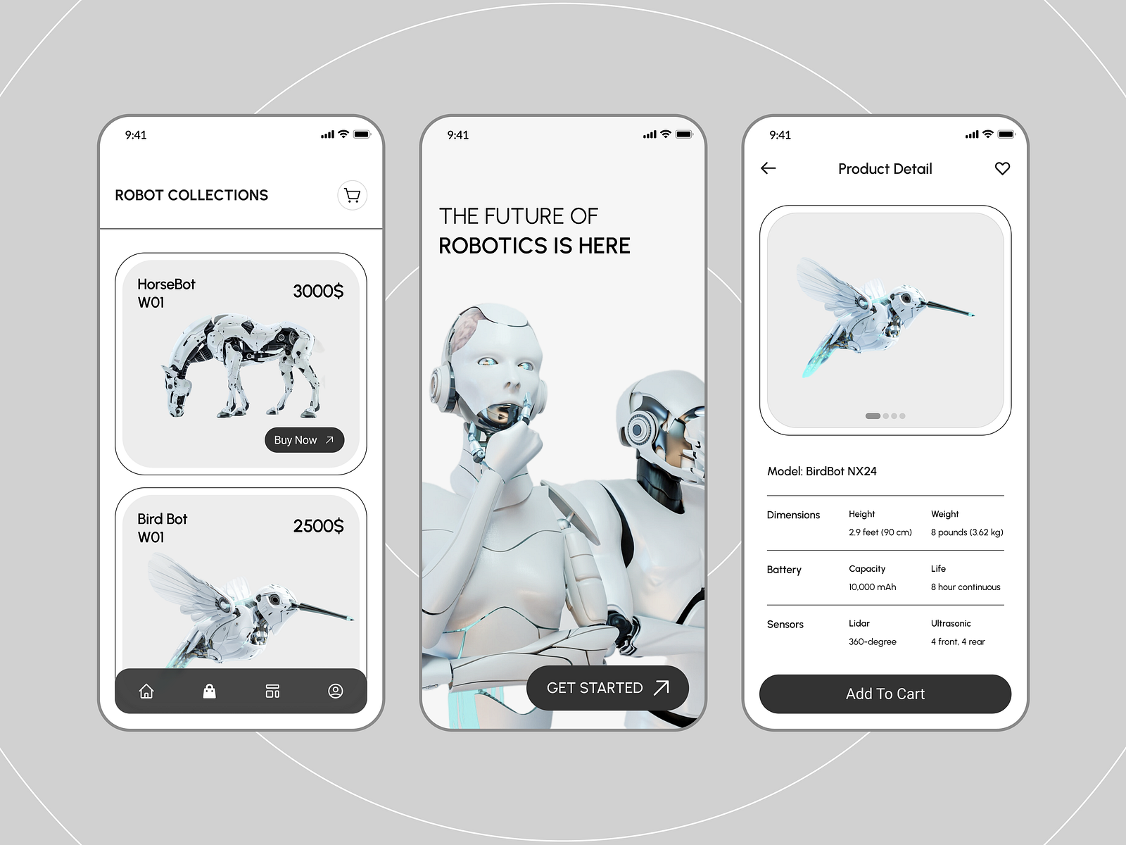Robot Store App by Capi Product on Dribbble