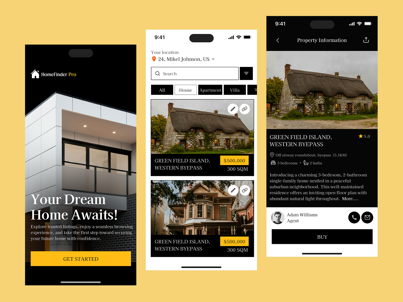 HomeFinder Pro - Real Estate Mobile App by Zakariya Buhari on Dribbble