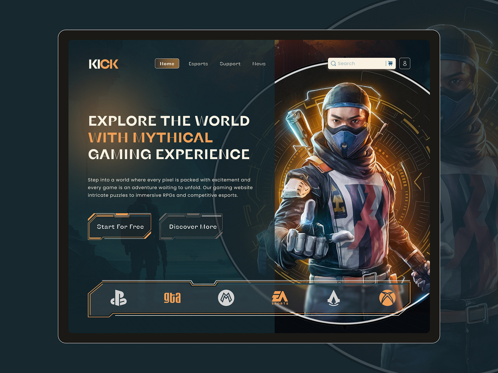 Gaming Landing Page UI Hero Section by Anisur Rahman on Dribbble