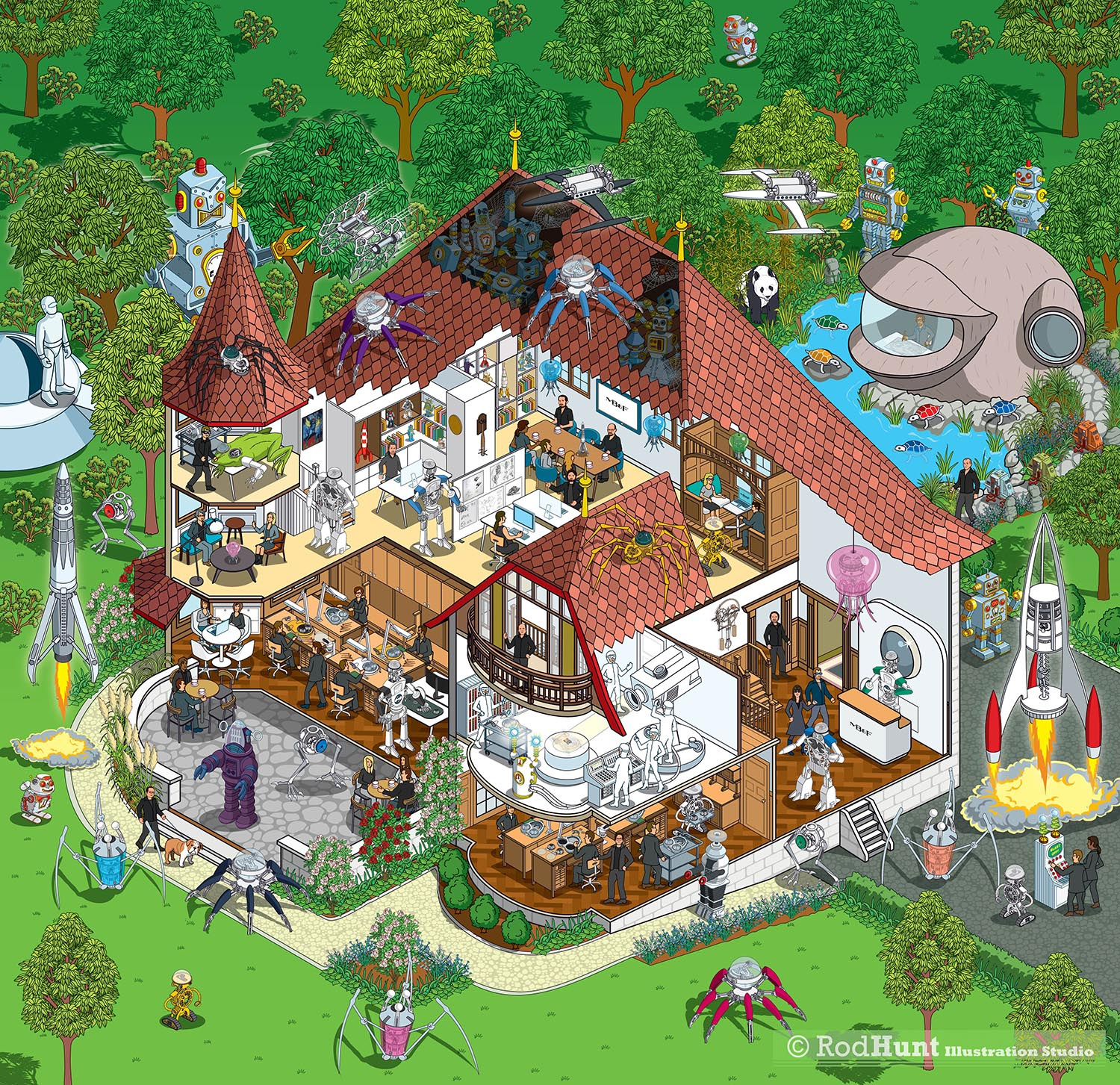 MB&F Watchmaker - M.A.D. House Cutaway Building Illustration by Rod ...