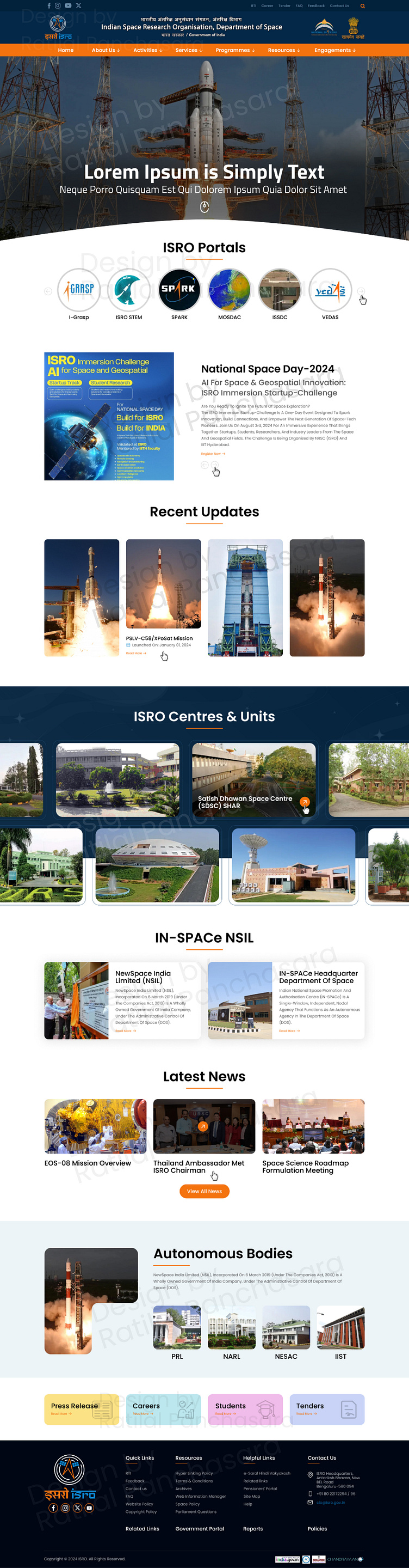 ISRO Website Homepage Re-design Concept by Ratilal Panchasara on Dribbble