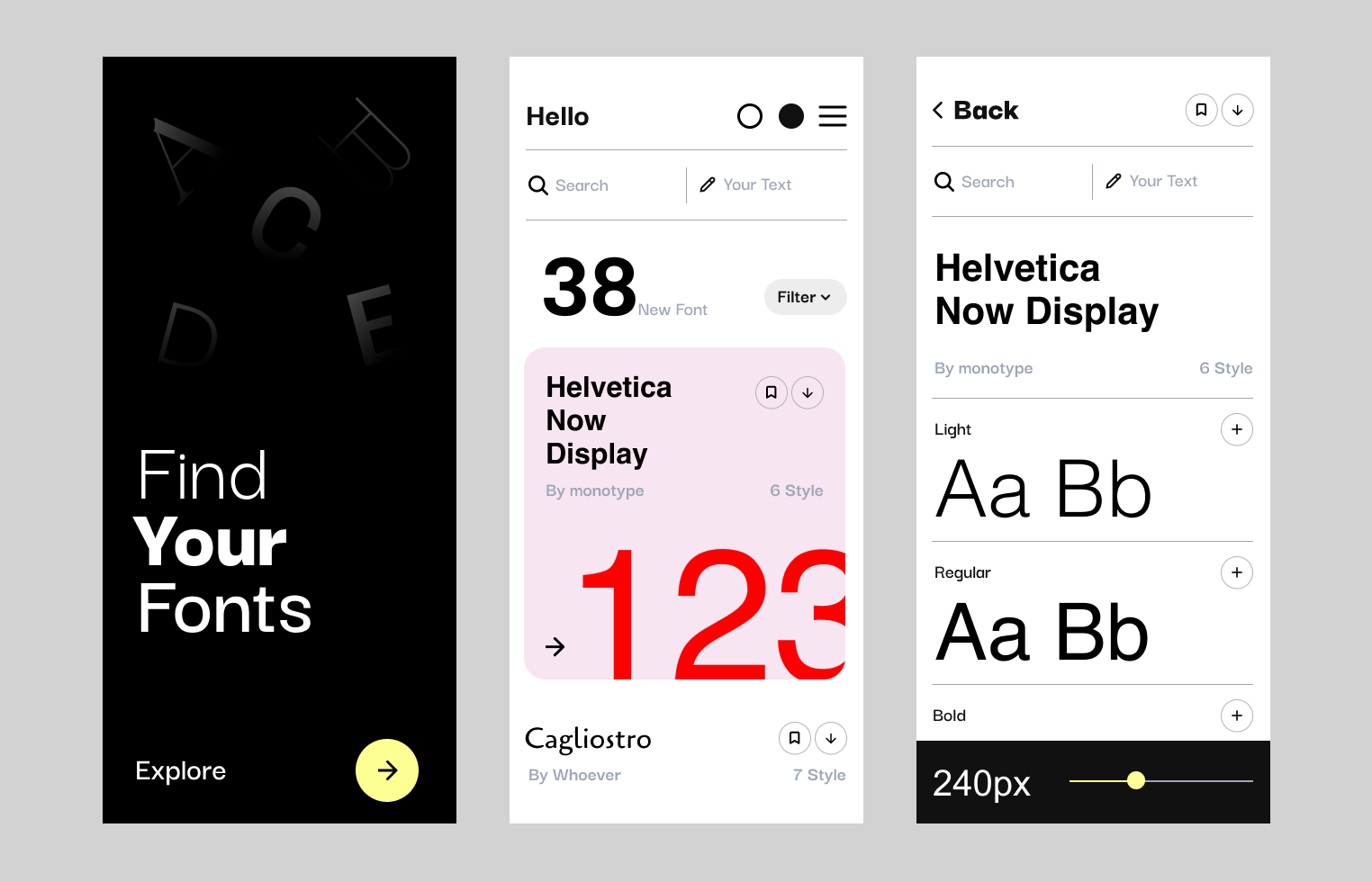 Font app | Ui by Gaurav Sagar on Dribbble