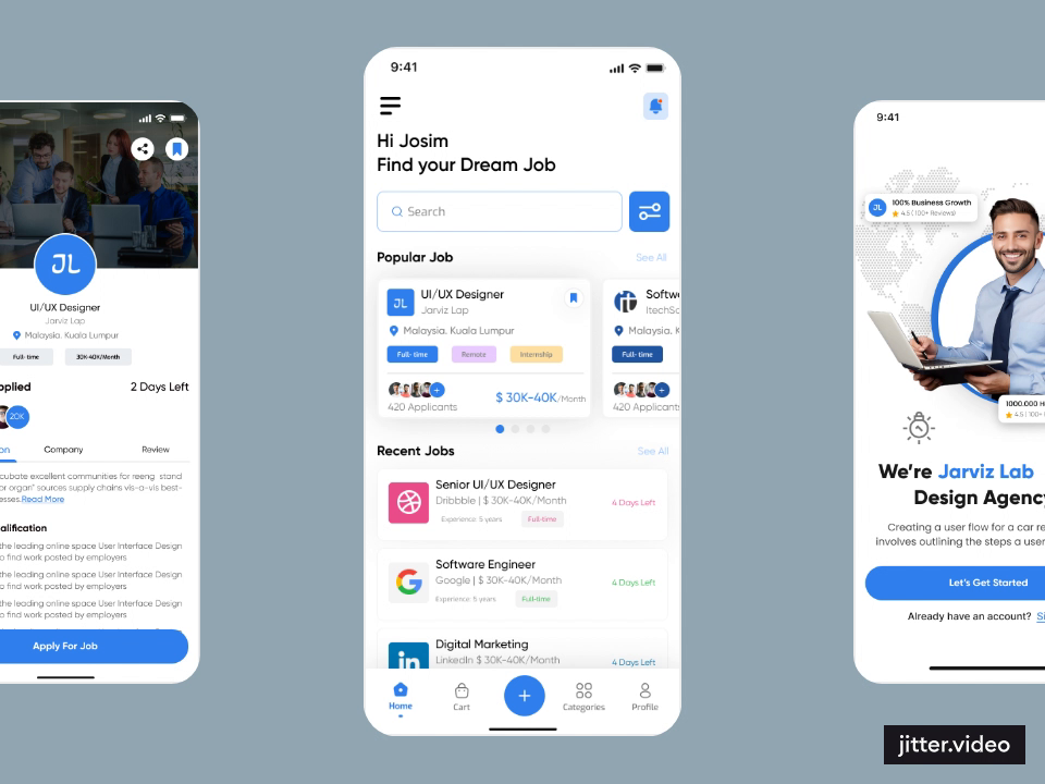 Jarviz Lab Job Finder Mobile App Ui Design by Jarviz Lab || UI/UX ...