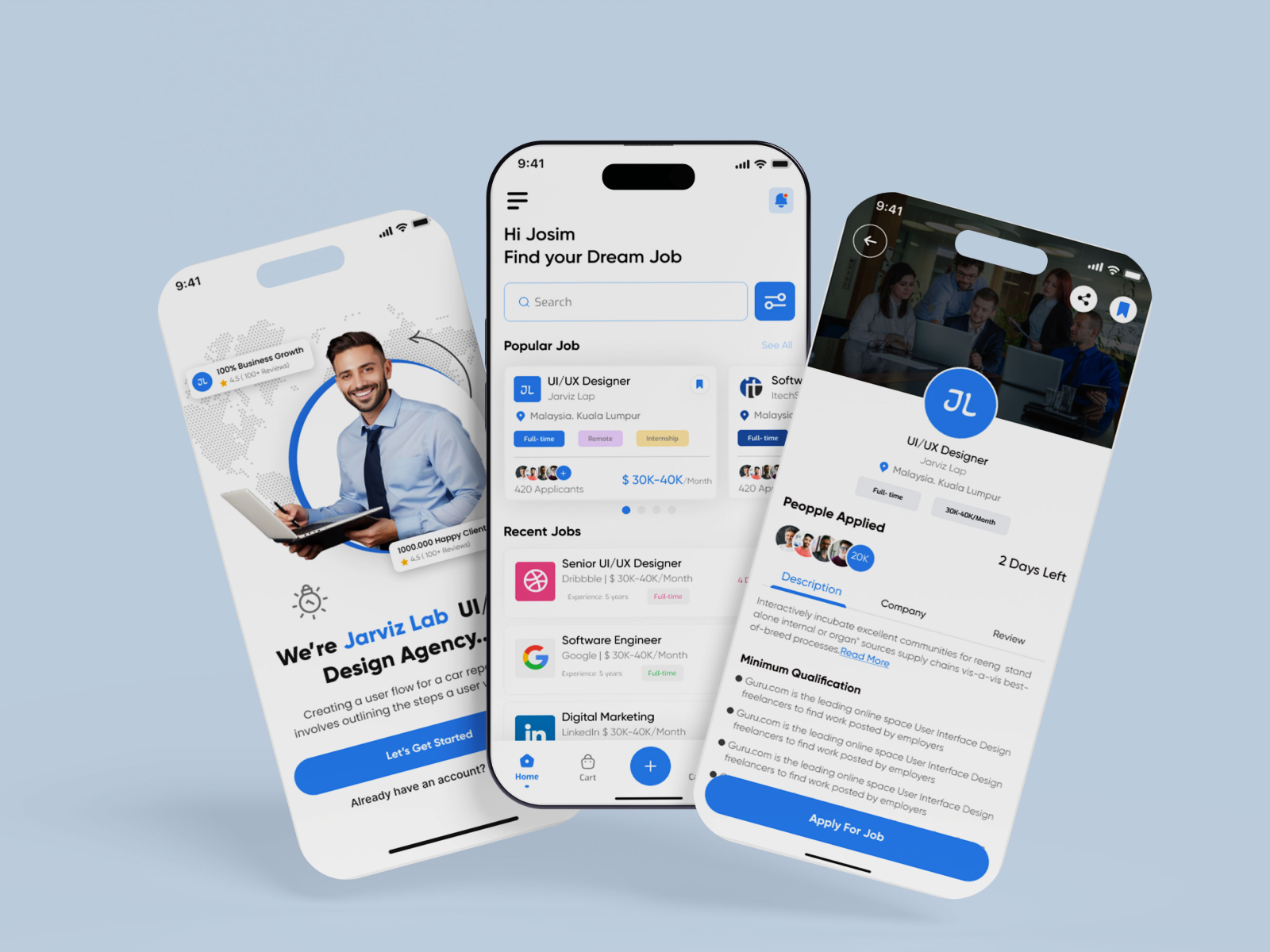 Jarviz Lab Job Finder Mobile App Ui Design by Jarviz Lab || UI/UX ...