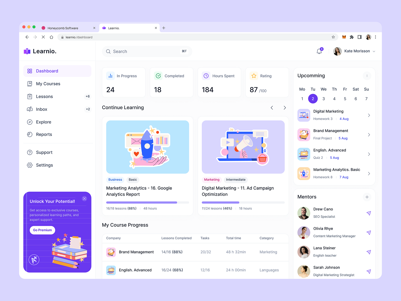 User Interface for EdTech Platform by Honeycomb Software on Dribbble