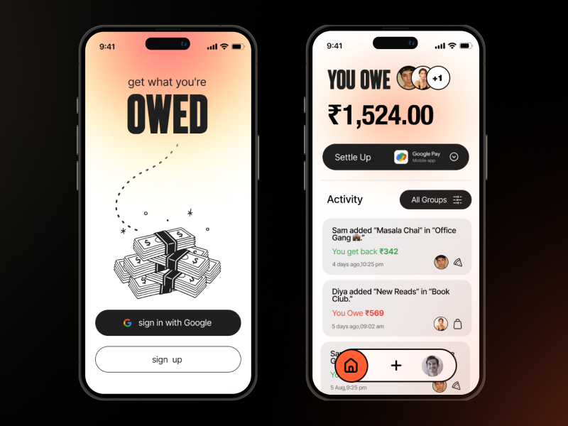 Owed Mobile App | Split Money Easily | UI Design by Tanmay Chakrabarty ...