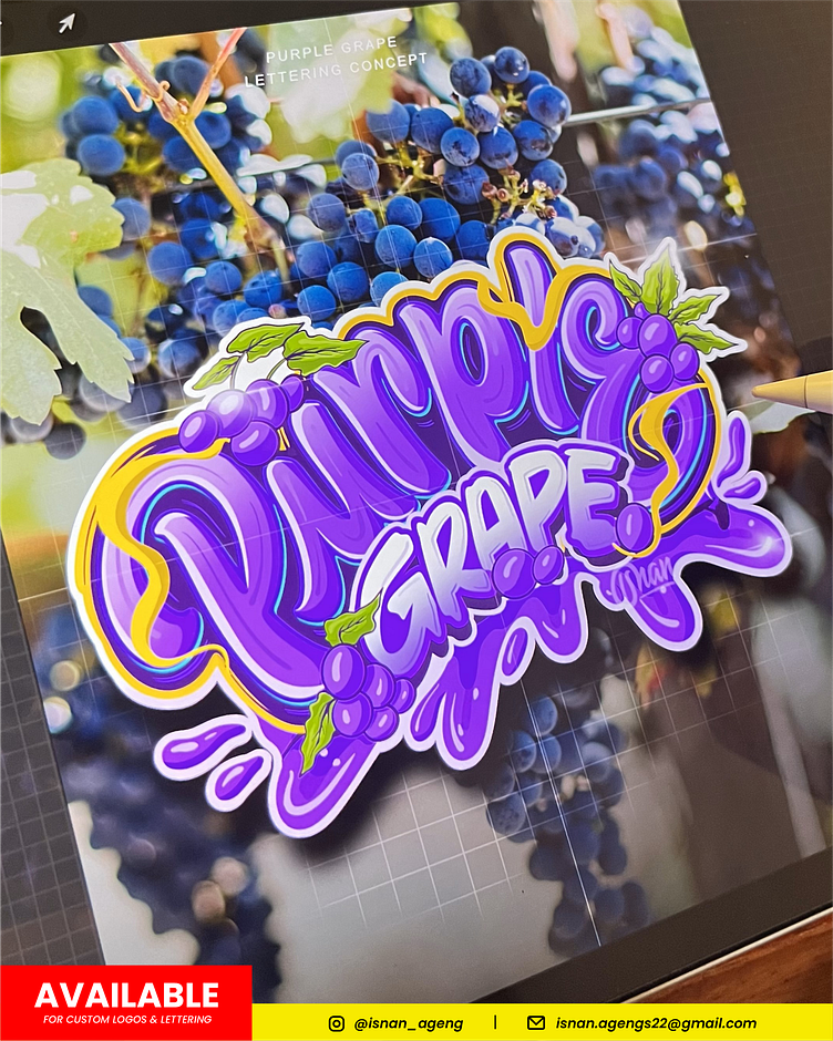 Purple Grape Lettering Design by isnan_ageng on Dribbble