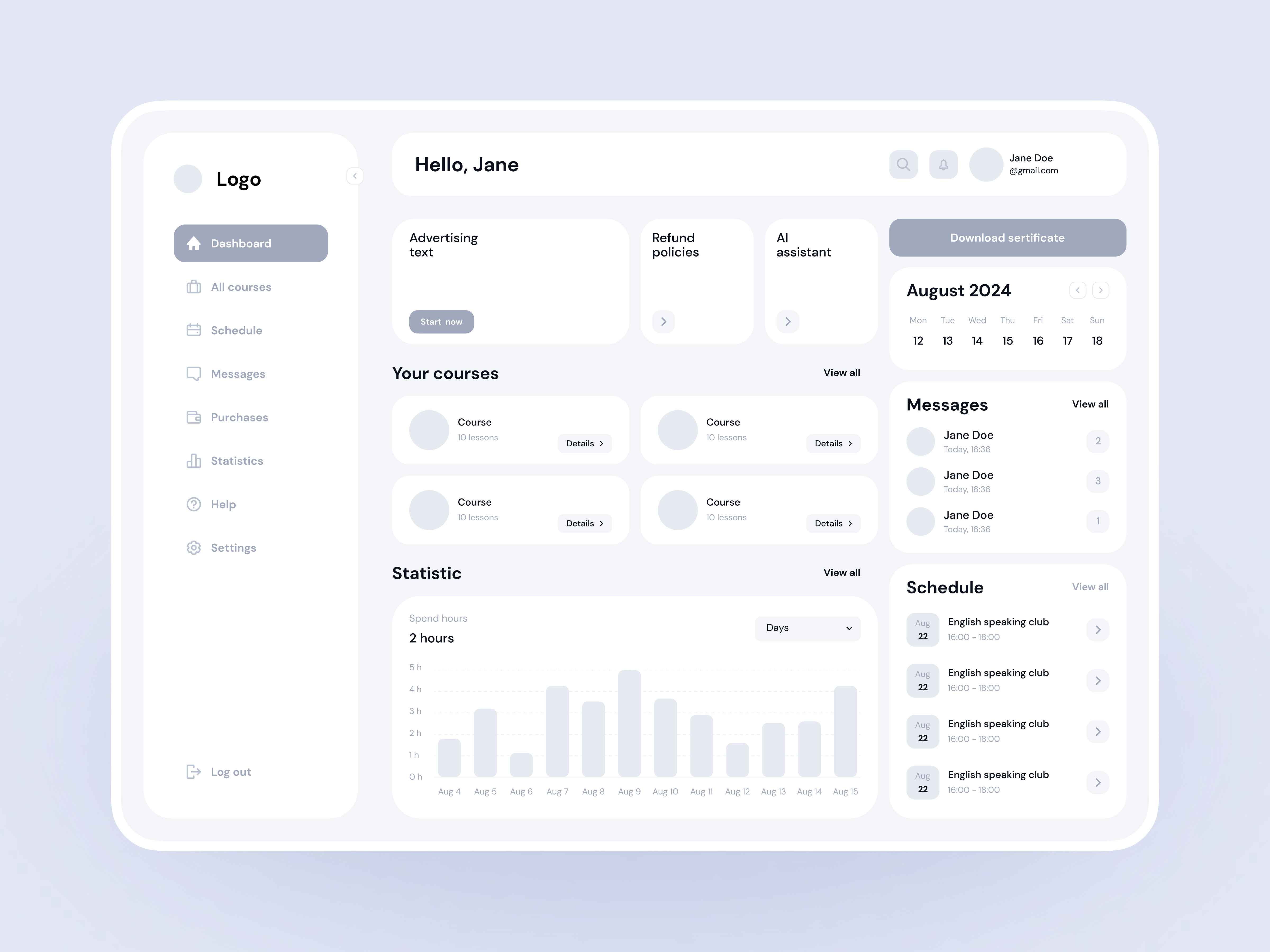 E-learning Platform - Dashboard Design by Kira Karaliova on Dribbble