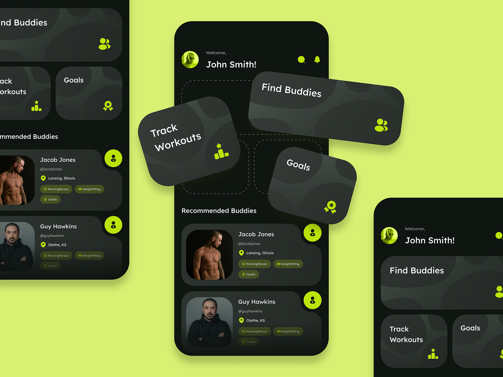 FitBuddy Mobile App Design - Gym Buddy Finder by Memoona Khan on Dribbble
