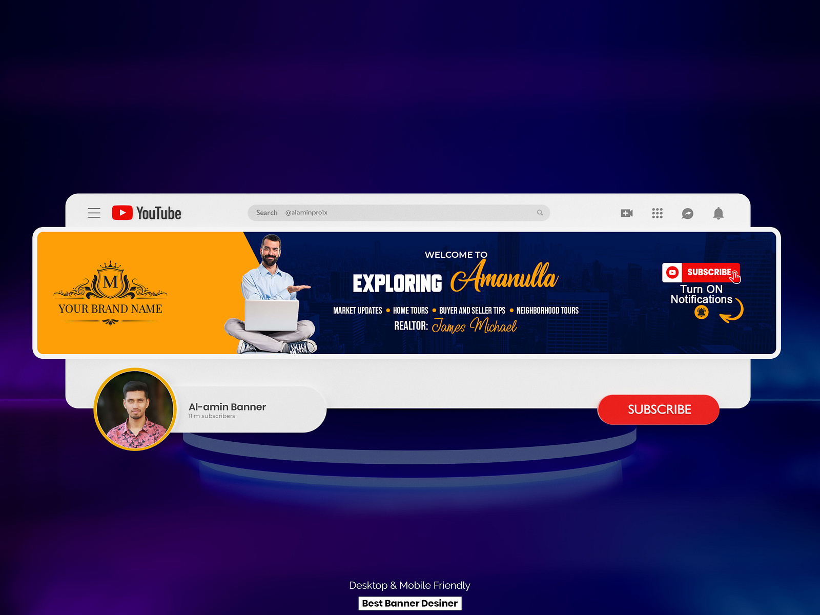 Unique business YouTube channel banner Design by AL- AMIN on Dribbble