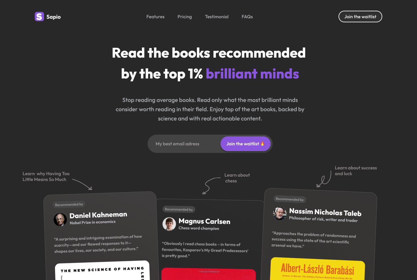 Landing page for a book recommendation app by Pierre Jacquel on Dribbble