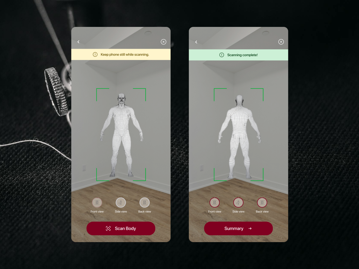 Body scan page -stitchmate by Gerald on Dribbble