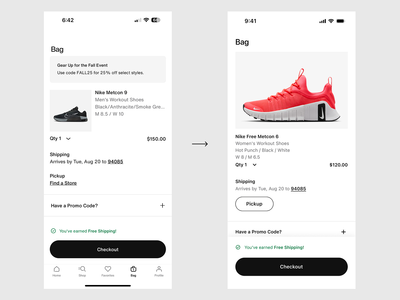 Nike app checkout experience redesign by Lee Beckwith on Dribbble