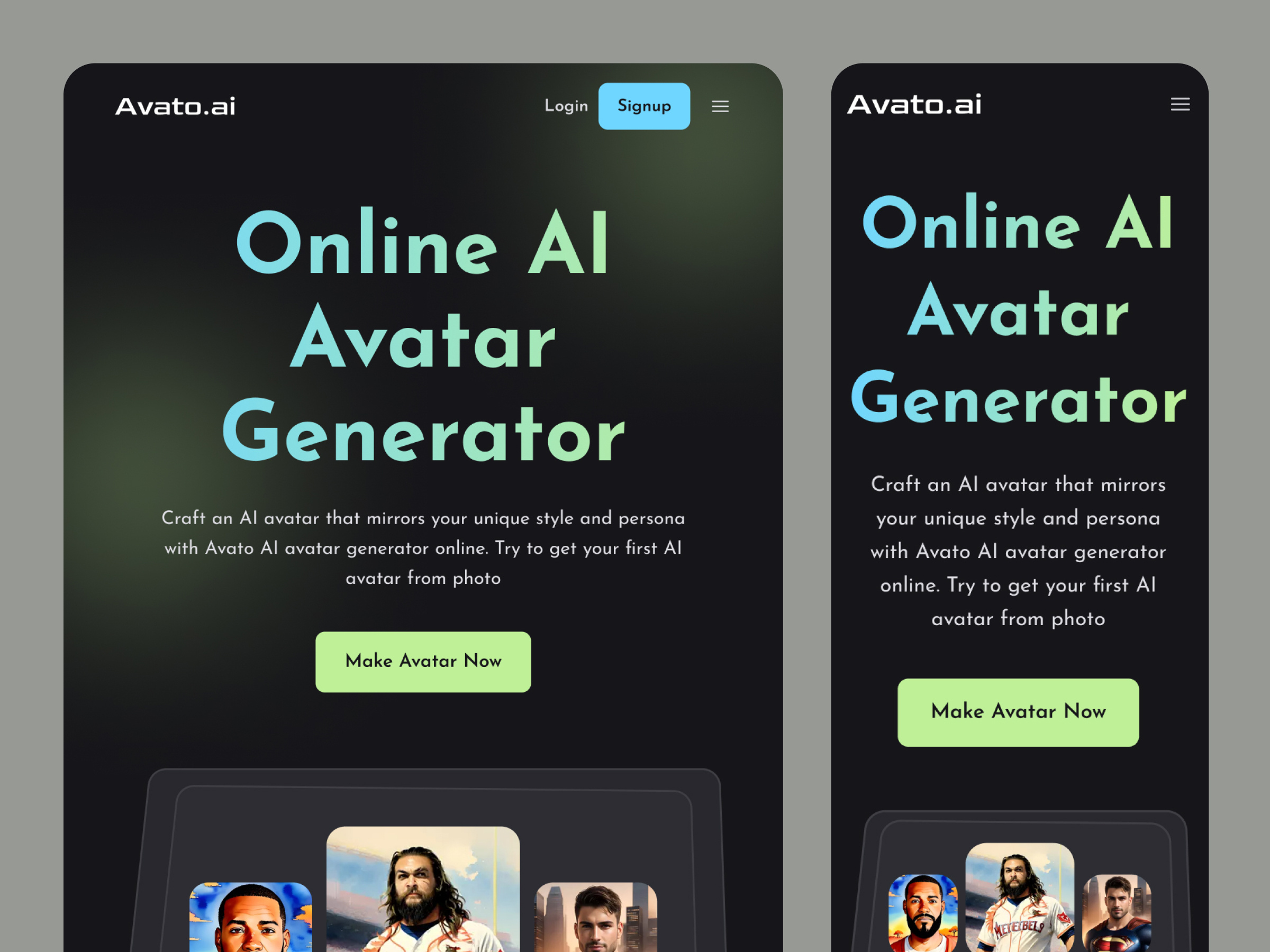 AI avatar generator website design by Rajib Nath on Dribbble