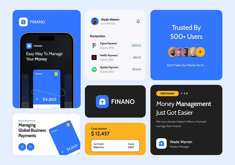 Bento Grid UI/UX Design For FINANO by Digilency Studio - UI/UX Design ...