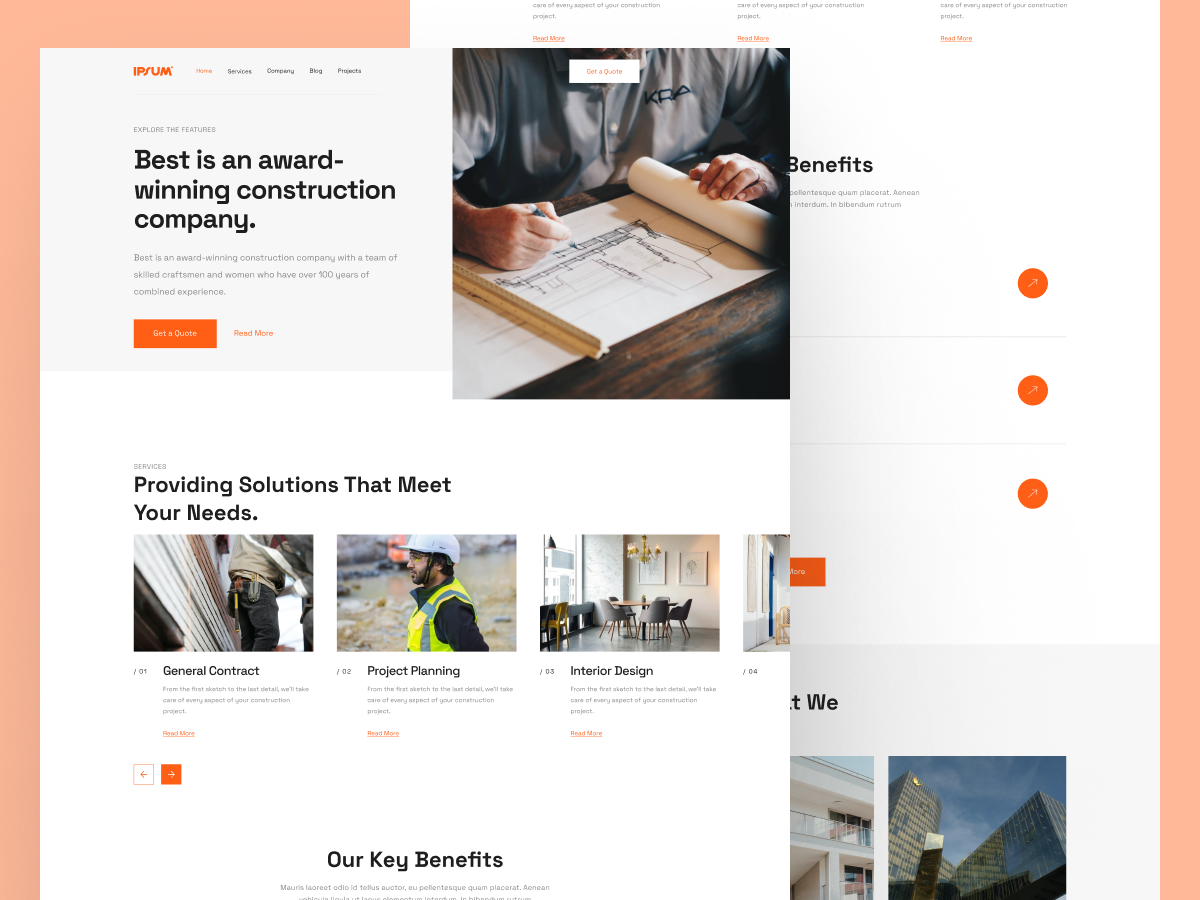 Construction Website Design - Landing Page Design by Ux on Dribbble