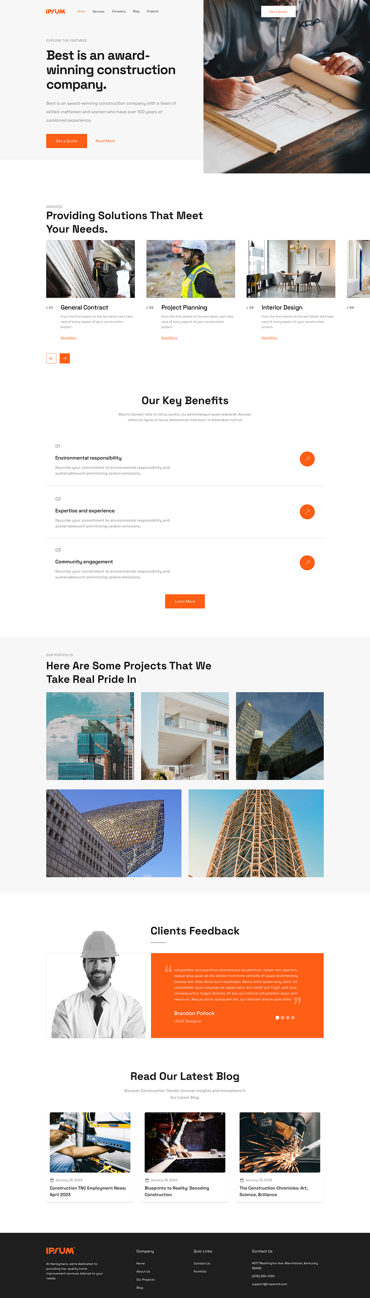 Construction Website Design - Landing Page Design by Ux on Dribbble